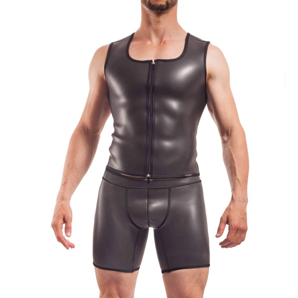 Neopren Weste Body Jacke matt schwarz rot WOJOER